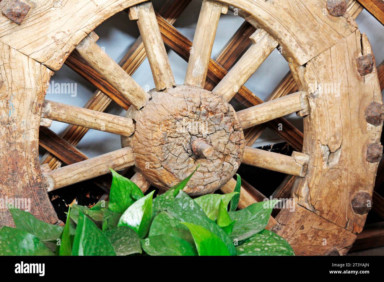 traditional Chinese style wooden wheels in a park Stock Photo - Alamy