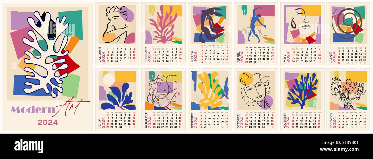 Modern Art calendar template for 2024 vector Stock Vector Image & Art ...