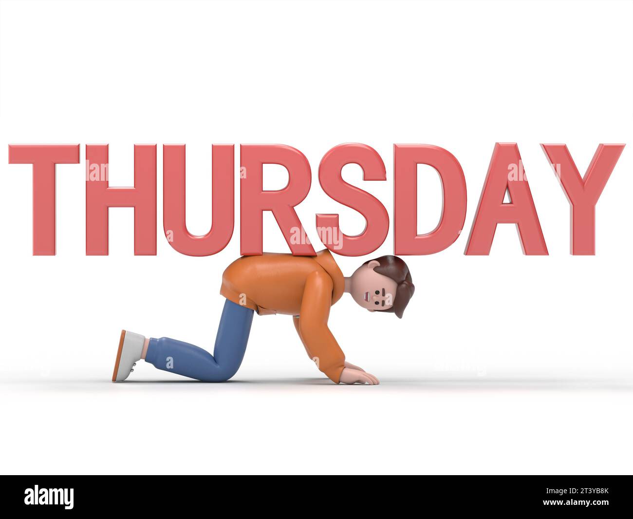 3D illustration of male guy Qadir with an inscription Thursday, the ...