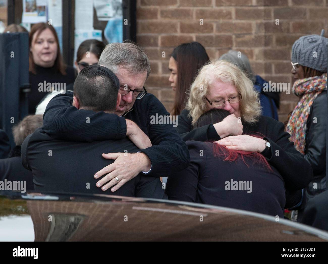 Mourners outside St Theresa's Catholic Church, in Chester, after the ...