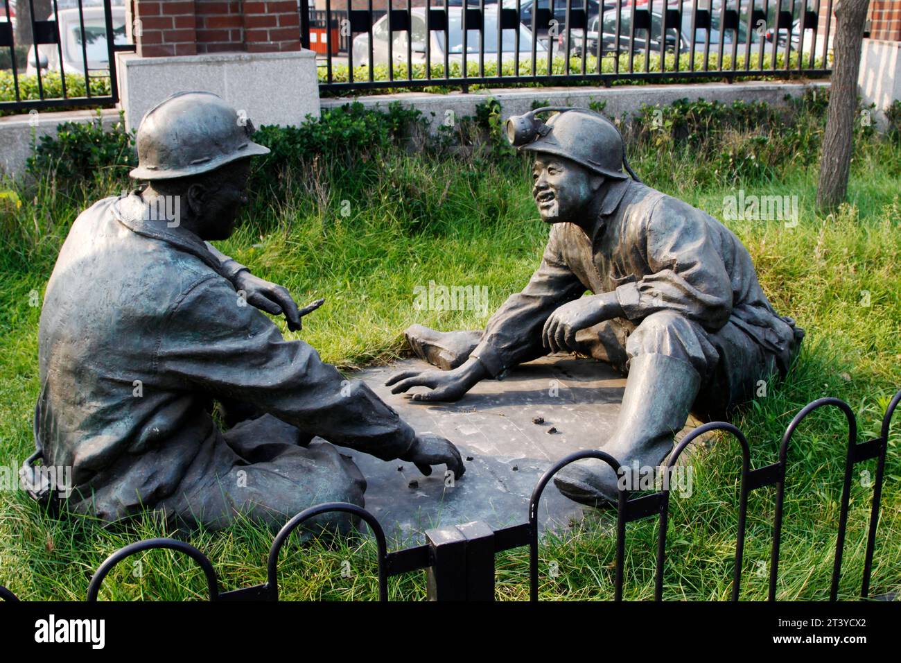 TANGSHAN - OCTOBER 18: The miners chess sculpture in the kailuan ...