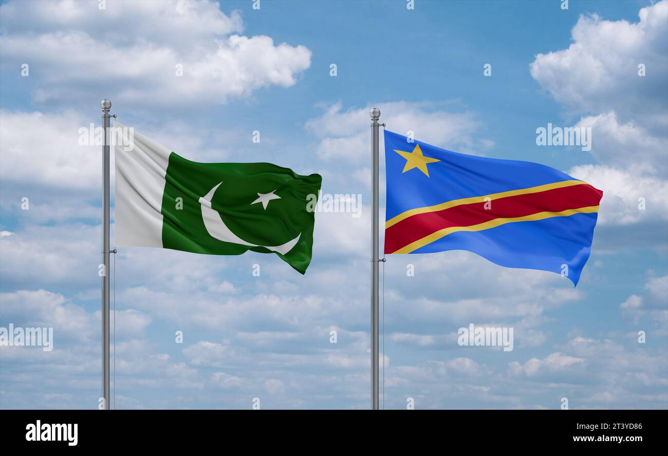Democratic Republic of the Congo or Congo-Kinshasa and Pakistan flags ...