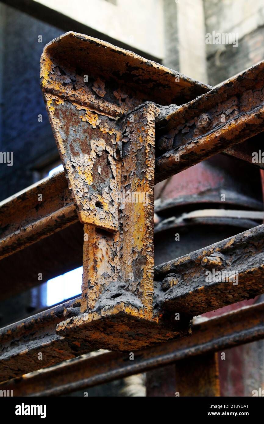 scrap metal parts in a factory, closeup of photo Stock Photo - Alamy