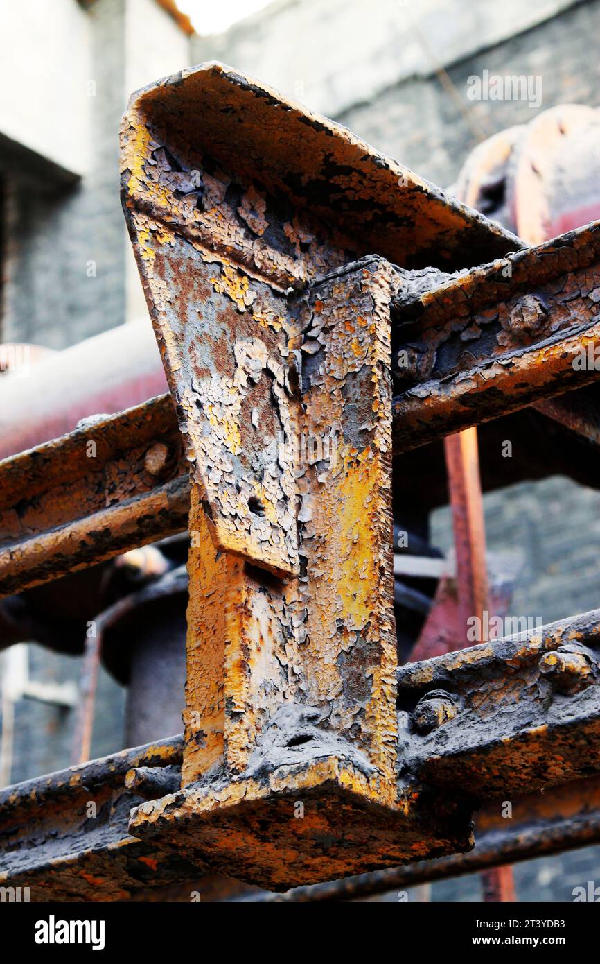 scrap metal parts in a factory, closeup of photo Stock Photo - Alamy