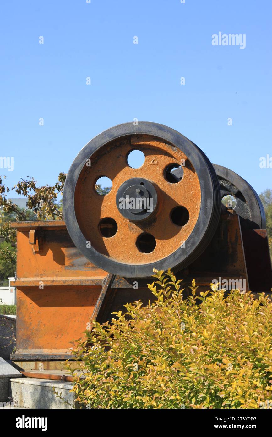 Metal wheel mechanical equipment in the open air Stock Photo - Alamy