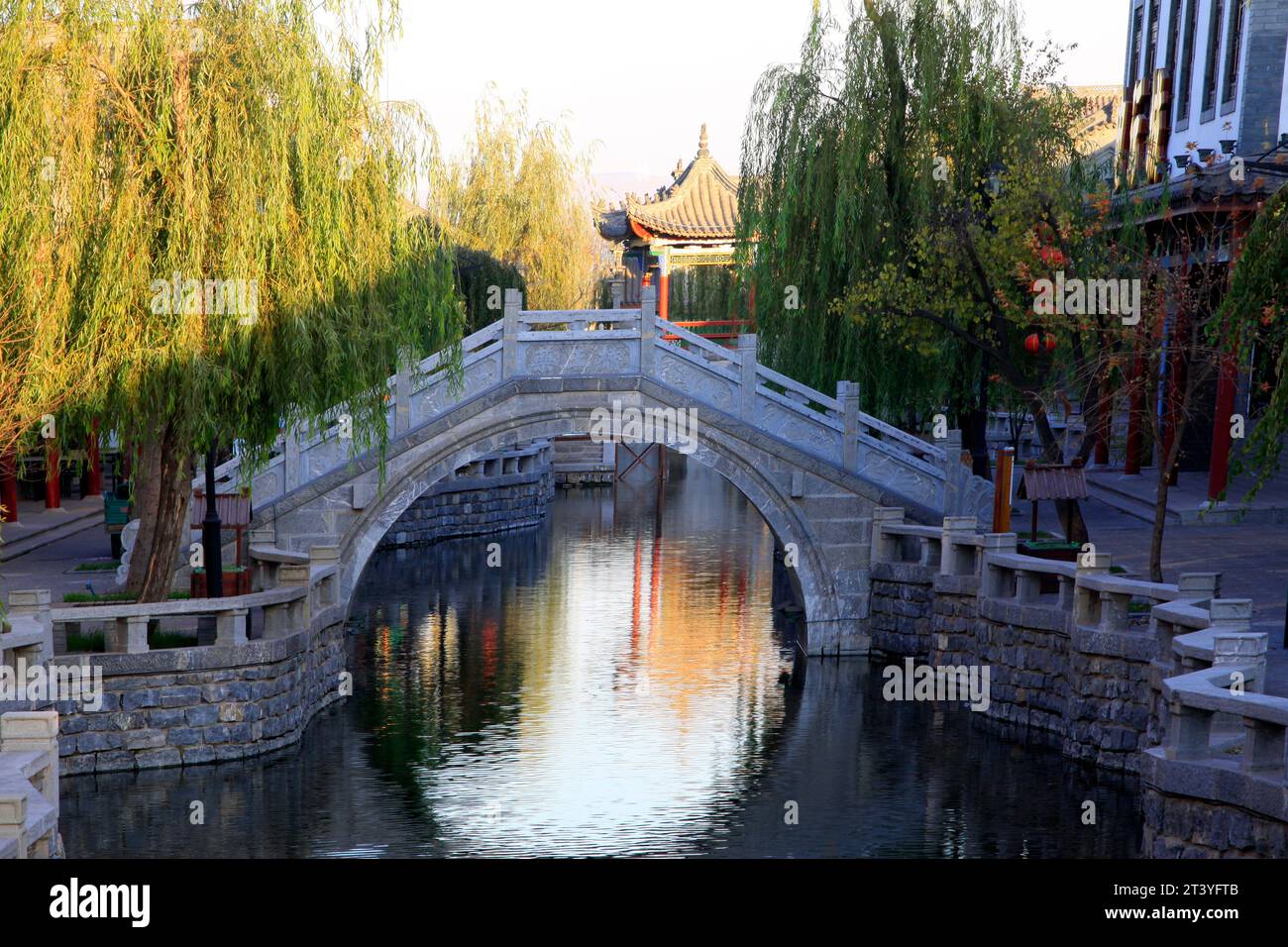 Stone bridge and pavilion in north china Stock Photo - Alamy