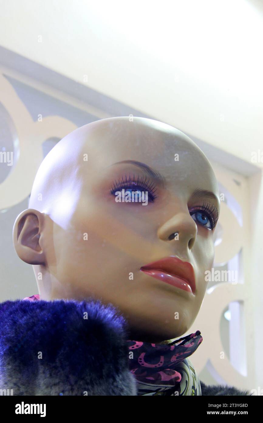 bareheaded model in a shop, closeup of photo Stock Photo - Alamy