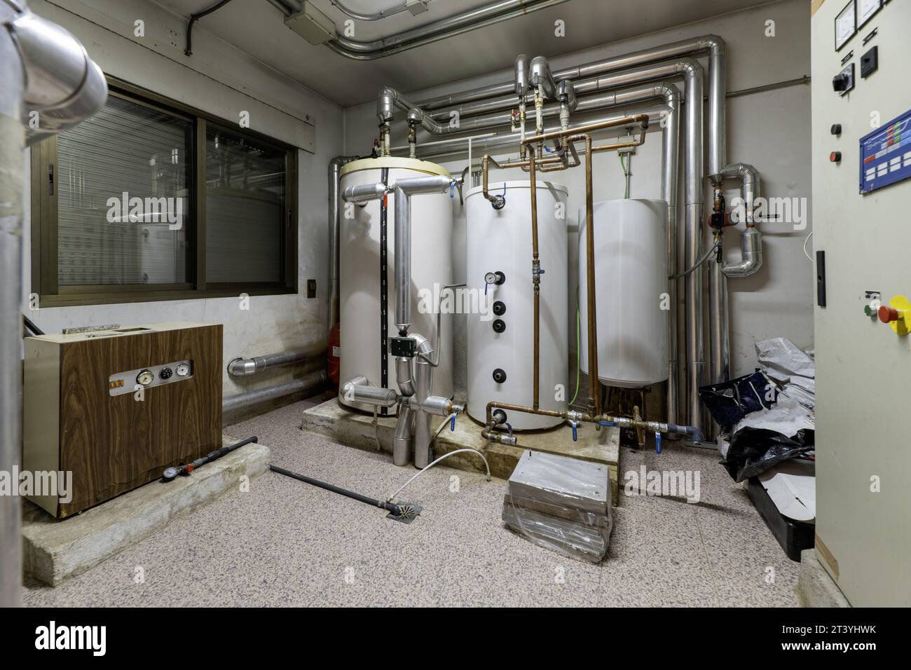Boiler room with heating pipes in a single-family home Stock Photo - Alamy