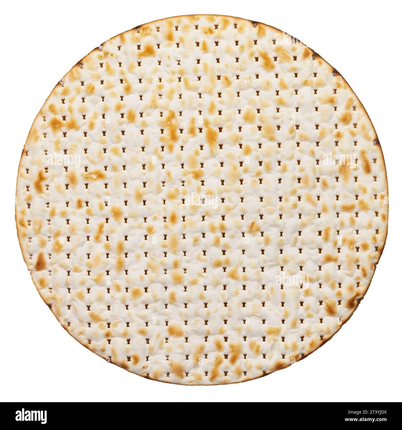 Round Matze cracker. Top view isolated on a white background Stock ...