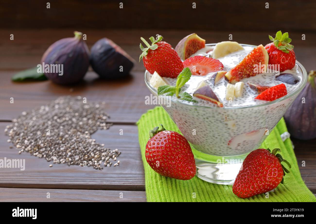 healthy eating dessert with chia seeds and fresh berries Stock Photo ...