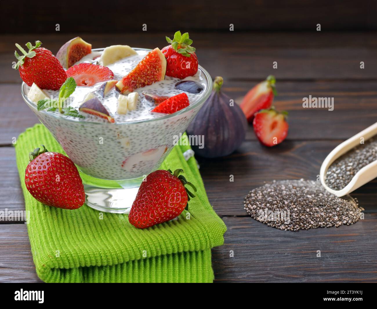 healthy eating dessert with chia seeds and fresh berries Stock Photo ...