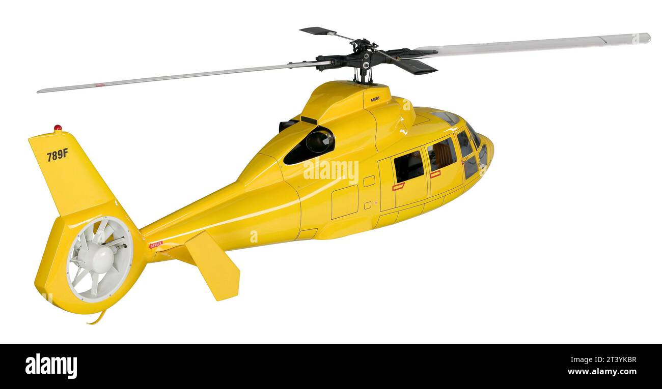 Close-up of a remote controlled helicopter isolated on a white ...