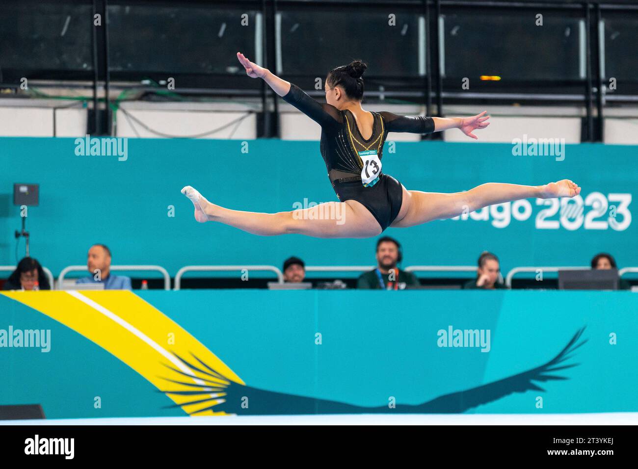 October 23, 2023: Aurelie Tran of Canada (13) competes on floor during ...