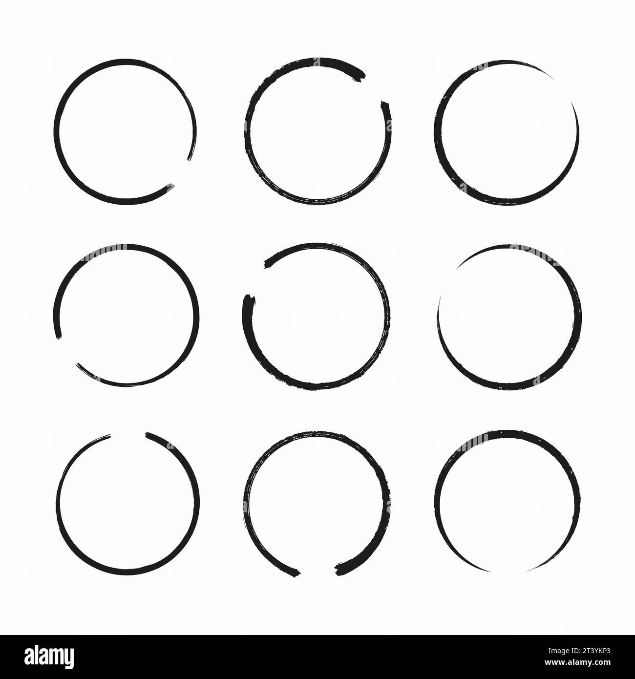 Set of circular frames. Collection hand drawn round shape. Sketch of ...
