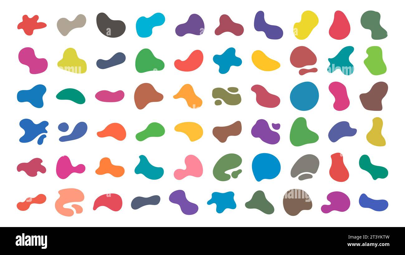 Set of colorful blob liquid elements. Fluid blob colorful elements. Liquid shapes, round ...