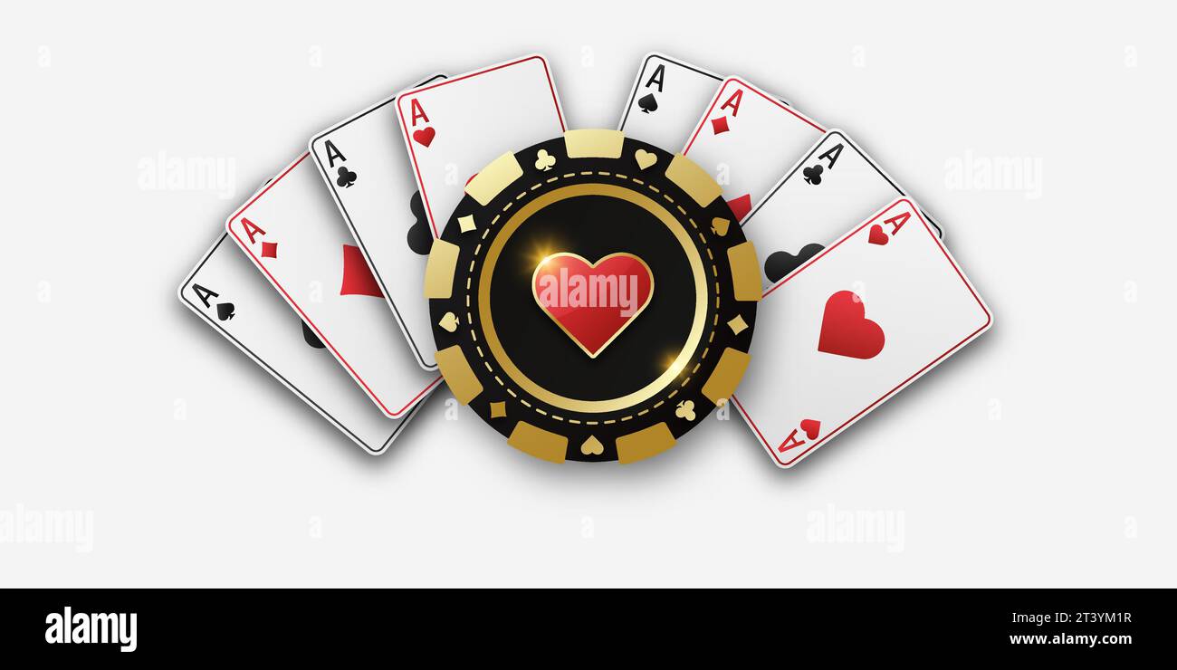 Realistic playing chip with the suit of hearts, gambling tokens. Fans ...