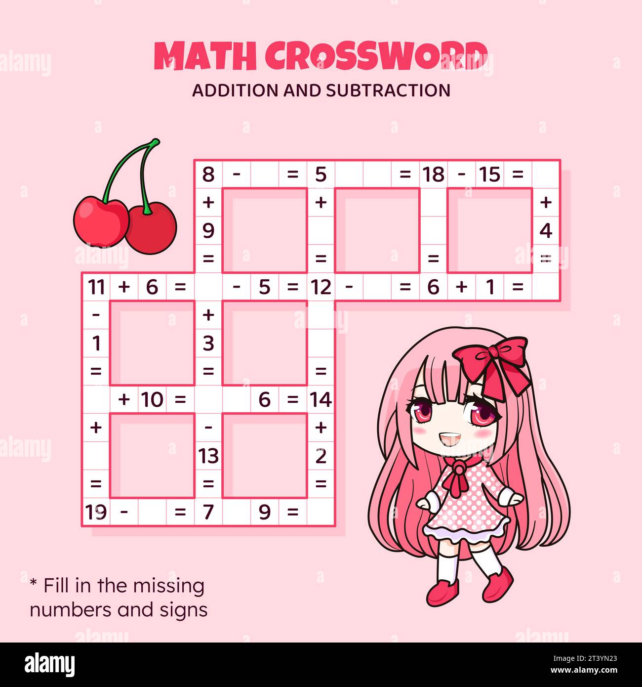 Math Crossword puzzle. Addition and subtraction Stock Vector Image ...