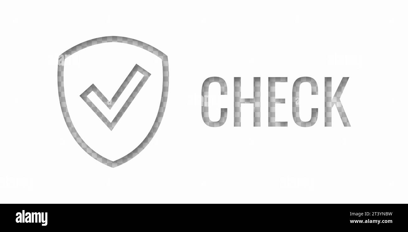 Shield with word CHECK. Safe information. Place for your text. Concept ...