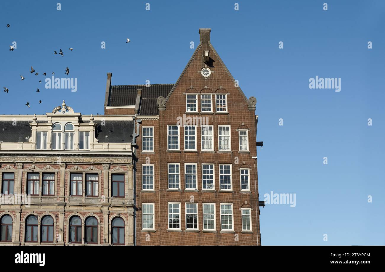 Traditional Dutch Baroque and Gothic old architecture in Amsterdam from ...