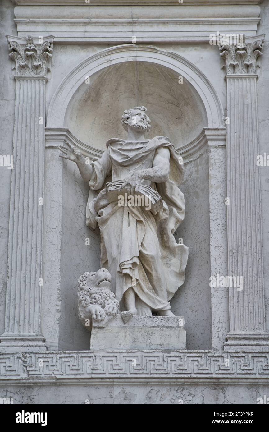 Statue of Saint Jerome (Eusebius Sophronius Hieronymus) on the facade ...
