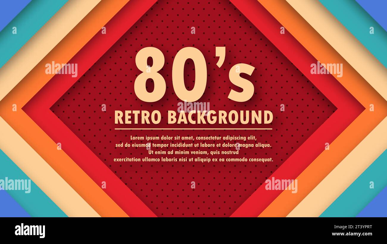 Retro abstract 1980s colorful background with geometric element ...