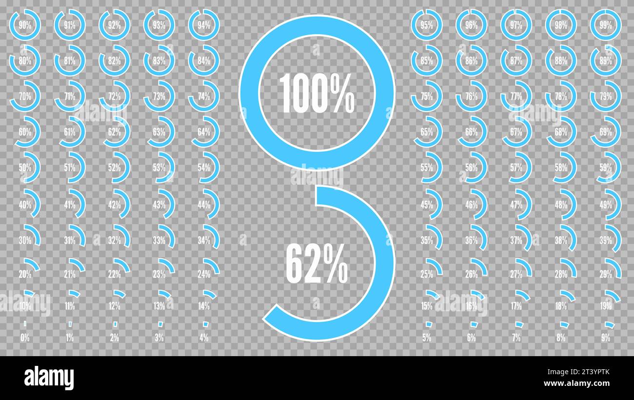 Percentage circle diagrams from 0 to 100. Set of icon for infographic ...