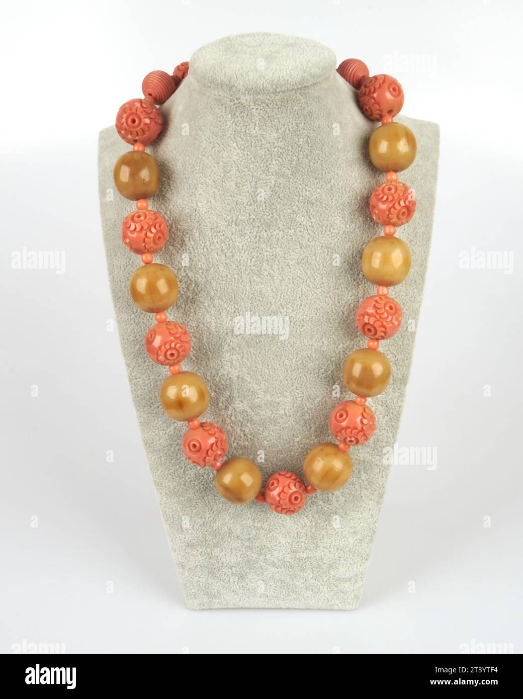 Vintage 1930s Art Deco Galalith plastic carved bead necklace Stock ...