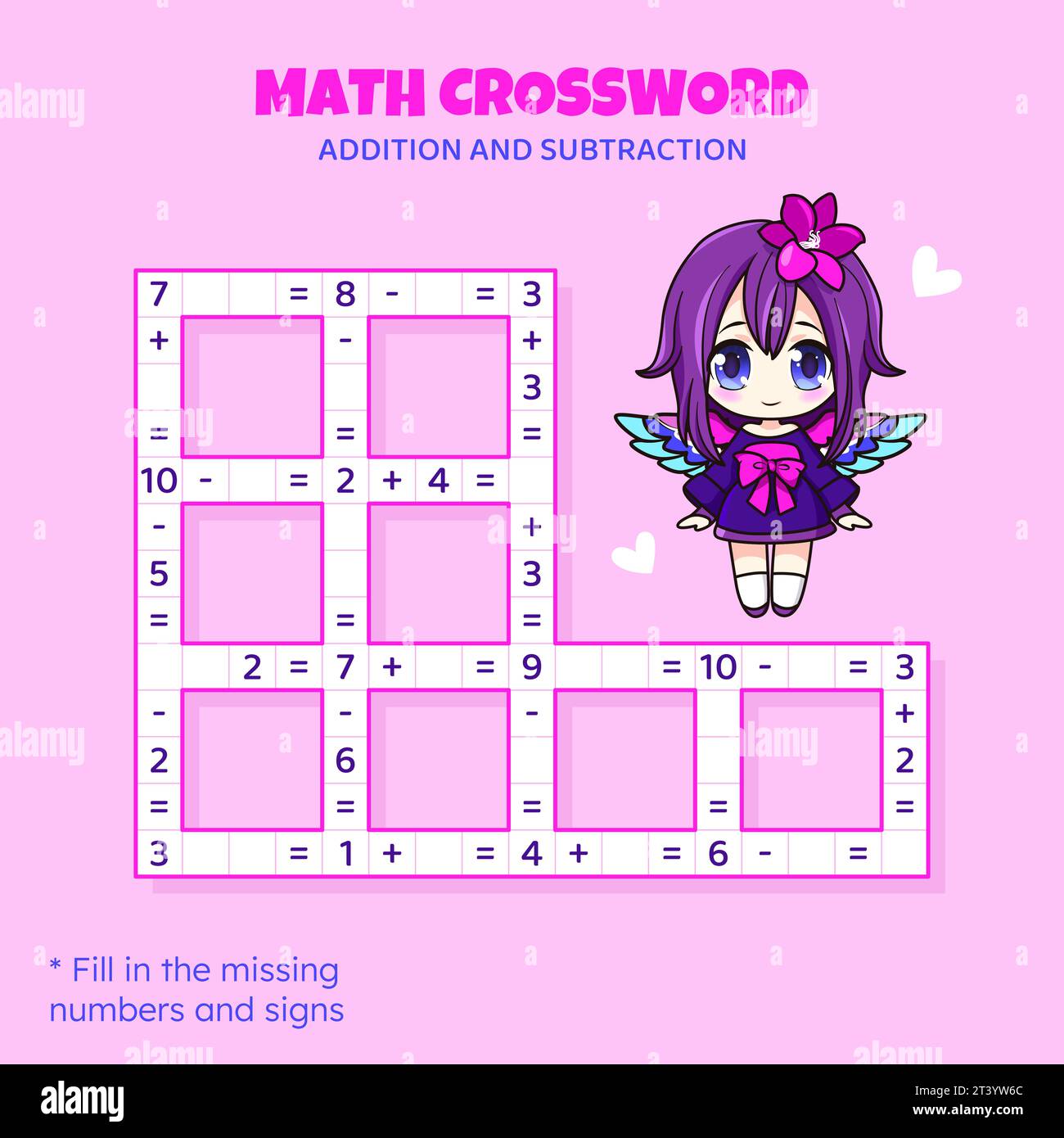 Math Crossword puzzle. Addition and subtraction Stock Vector Image ...