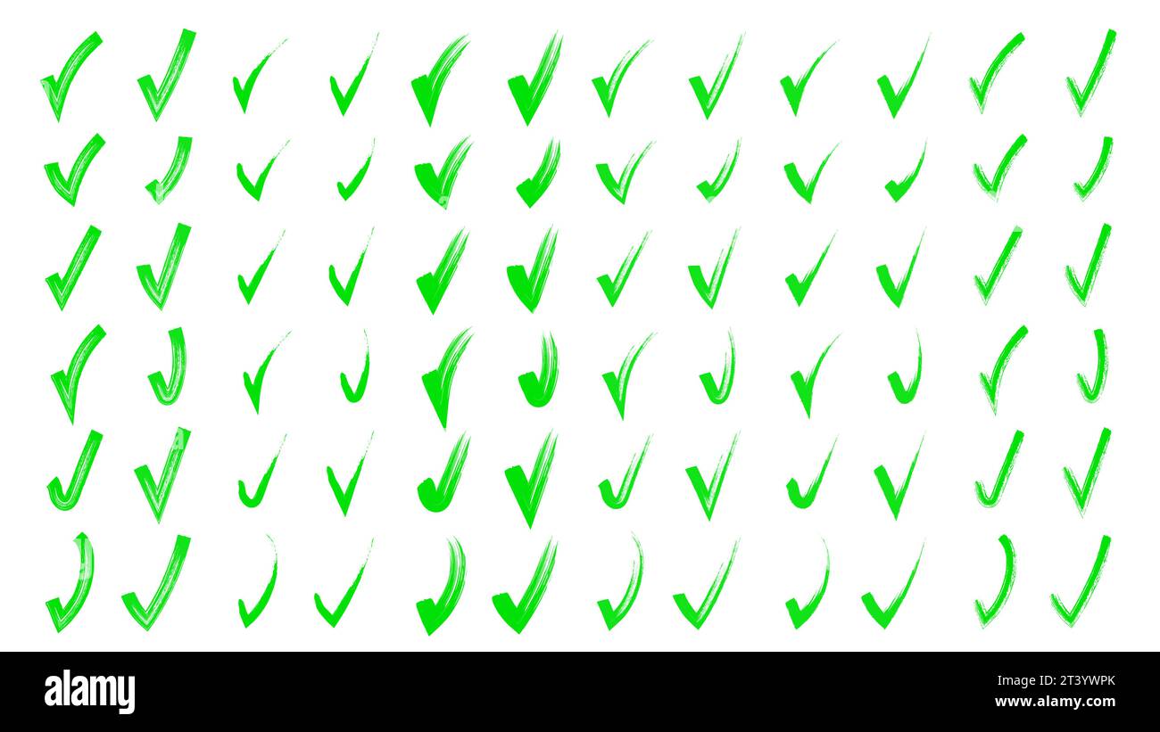 Green scribble check tick Cut Out Stock Images & Pictures - Alamy
