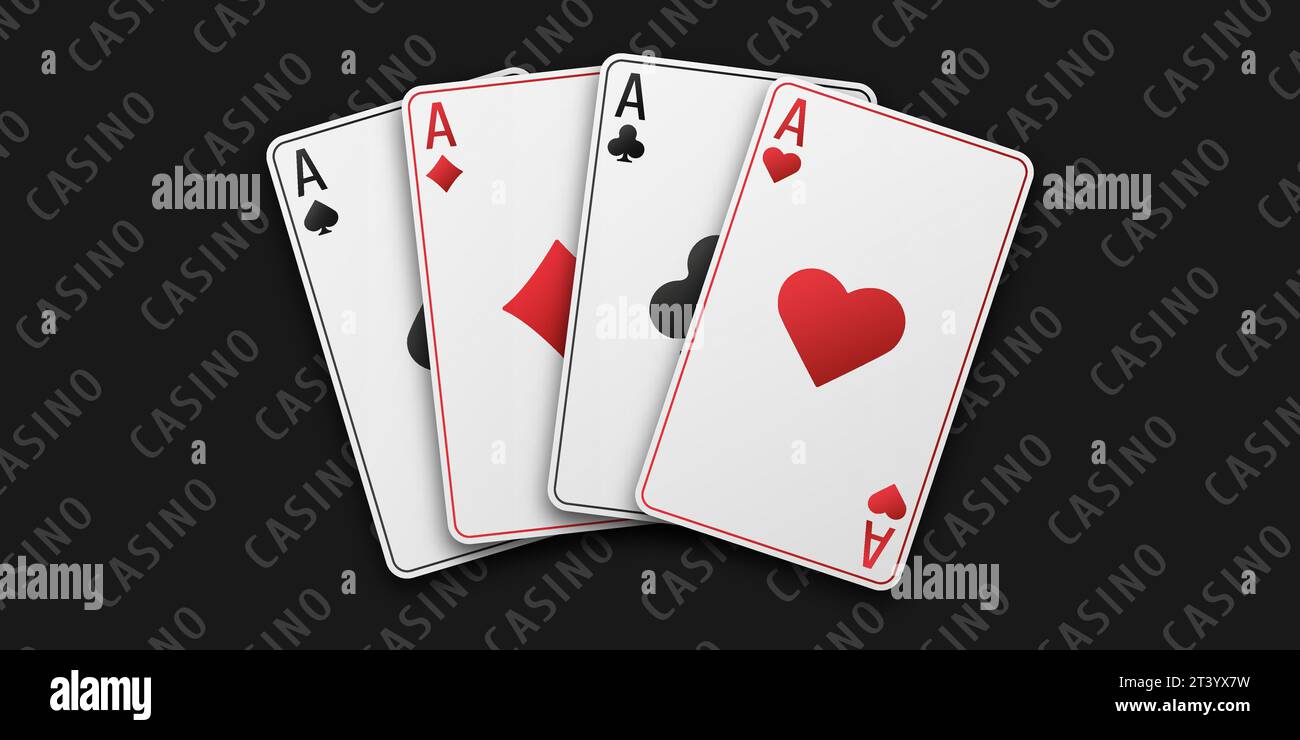 Black casino table background. A hand fan of playing cards consisting ...