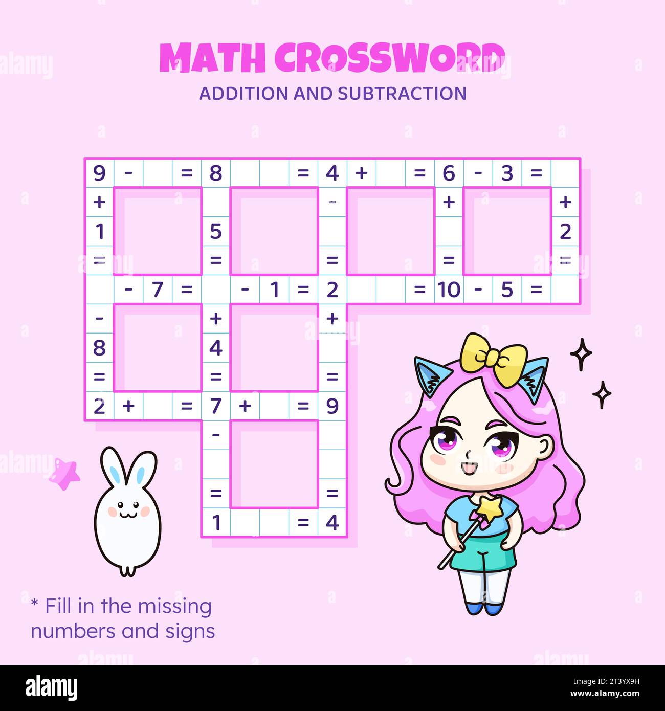 Math Crossword puzzle. Addition and subtraction Stock Vector Image ...