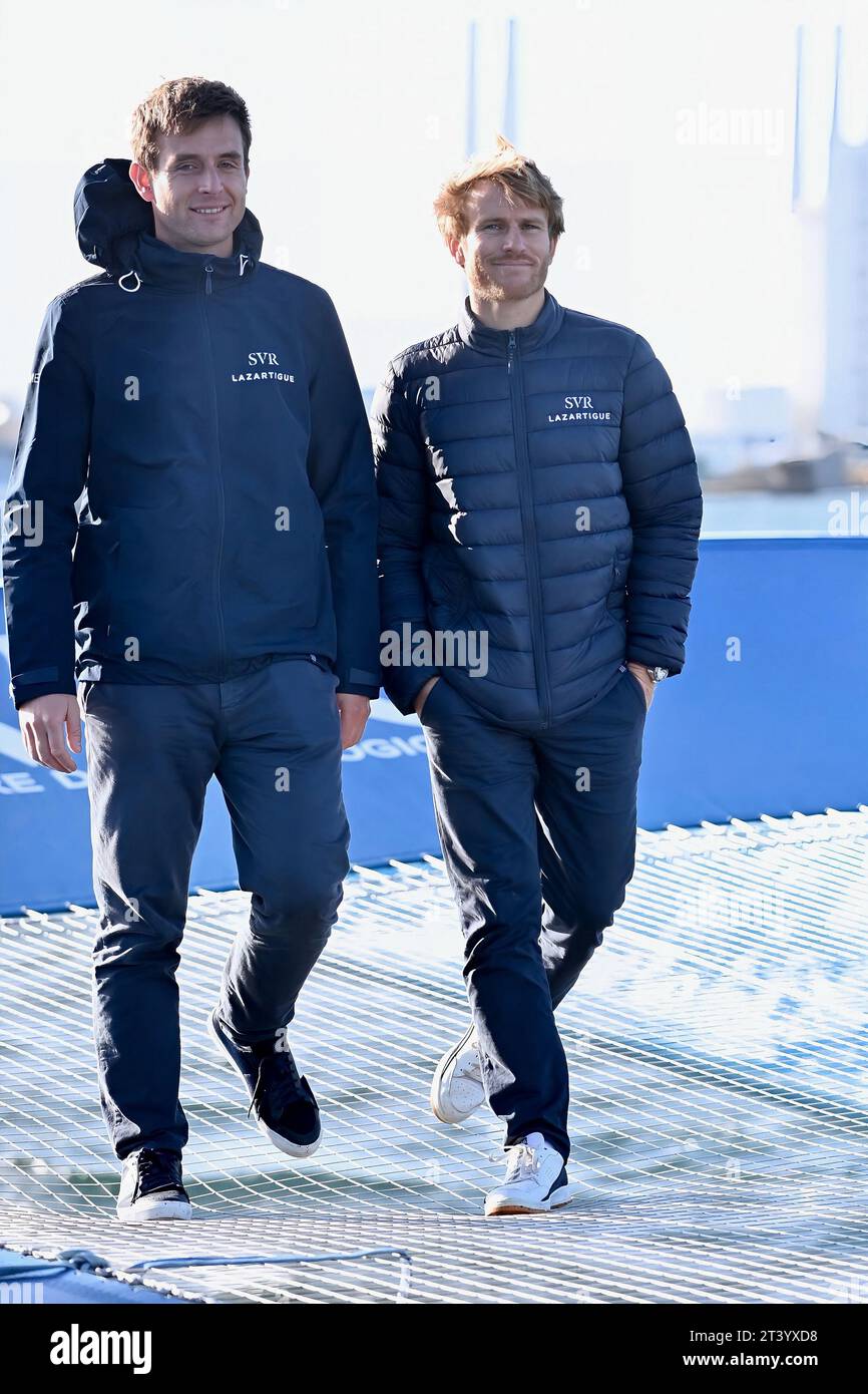 Francois Gabart and Tom Laperche pictured two days before the start of ...