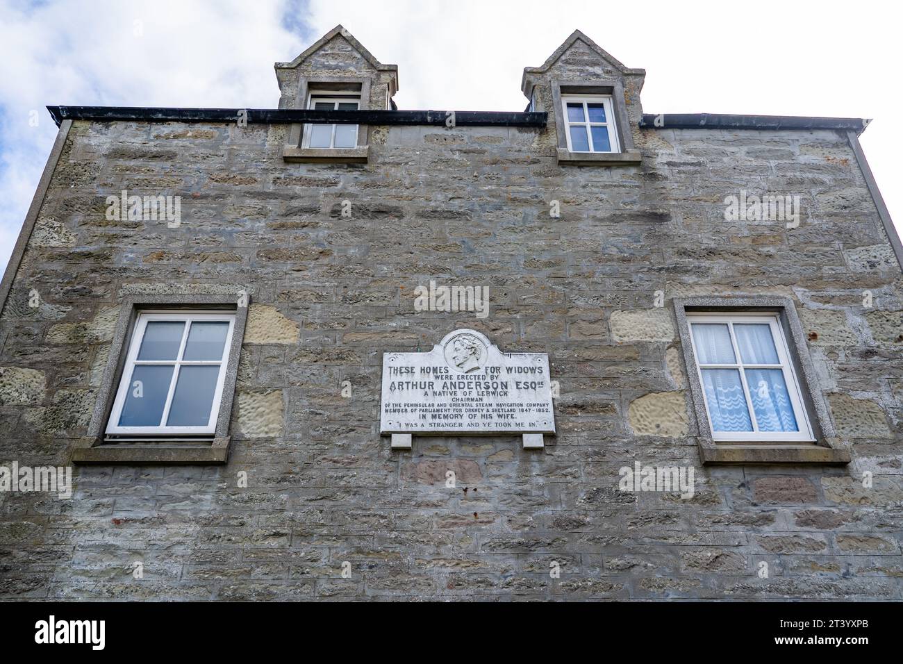Arthur Anderson sign on donated building in Lerwick, Scotland Stock ...