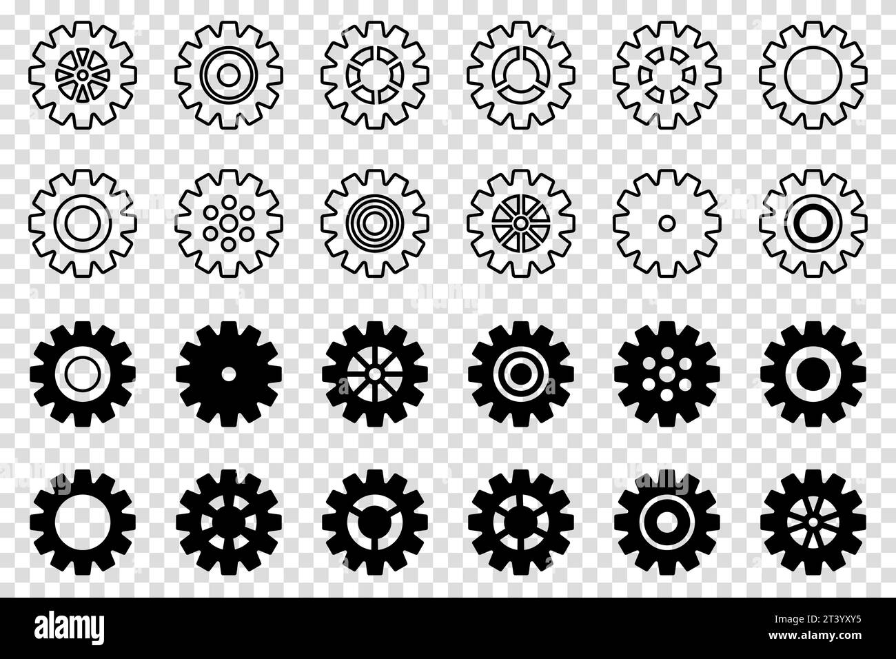Gears icon set. Setting gears icon. Collection of mechanical cogwheels ...