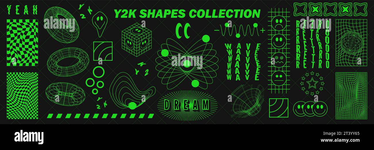 Abstract Geometry Wireframe Shapes And Patterns Cyberpunk Elements