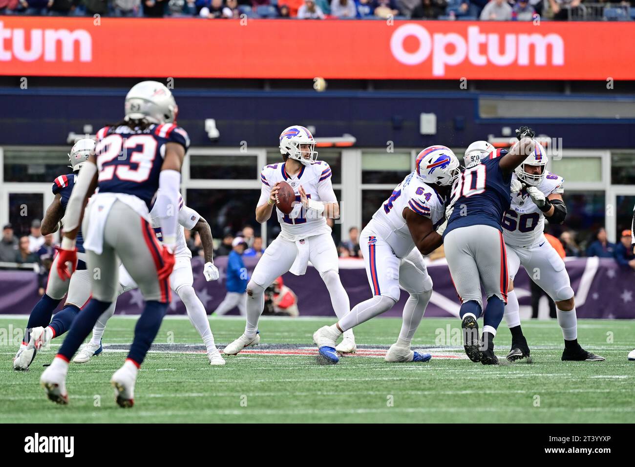 Oct 22, 2023; Buffalo Bills quarterback Josh Allen (17) looks for an ...
