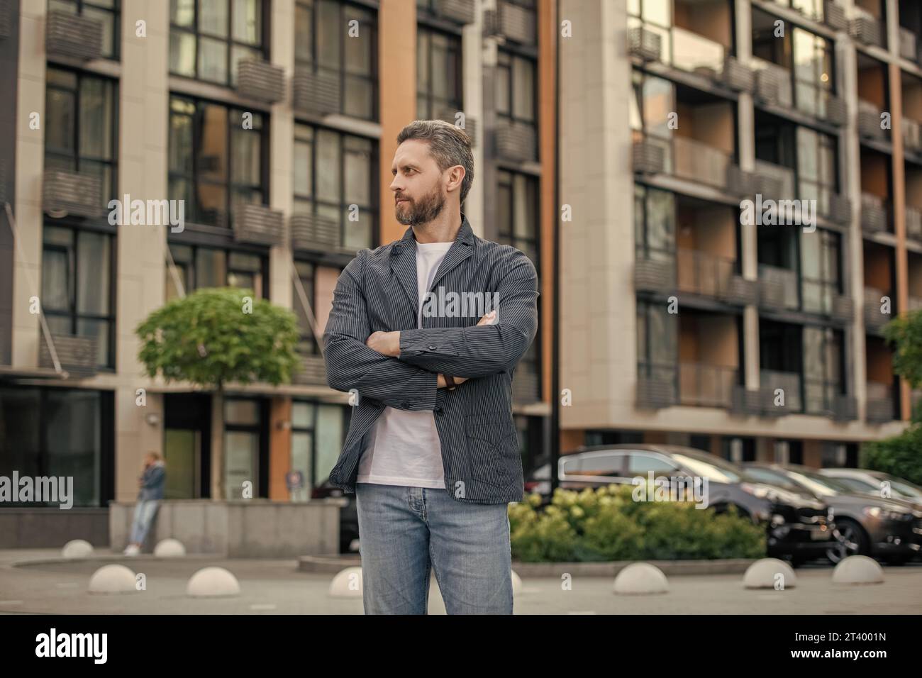 mature caucasian guy in the street. caucasian guy outside Stock Photo ...