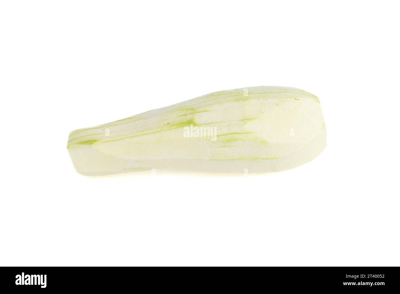 Peeled fresh raw zucchini isolated on white background. Copy space ...