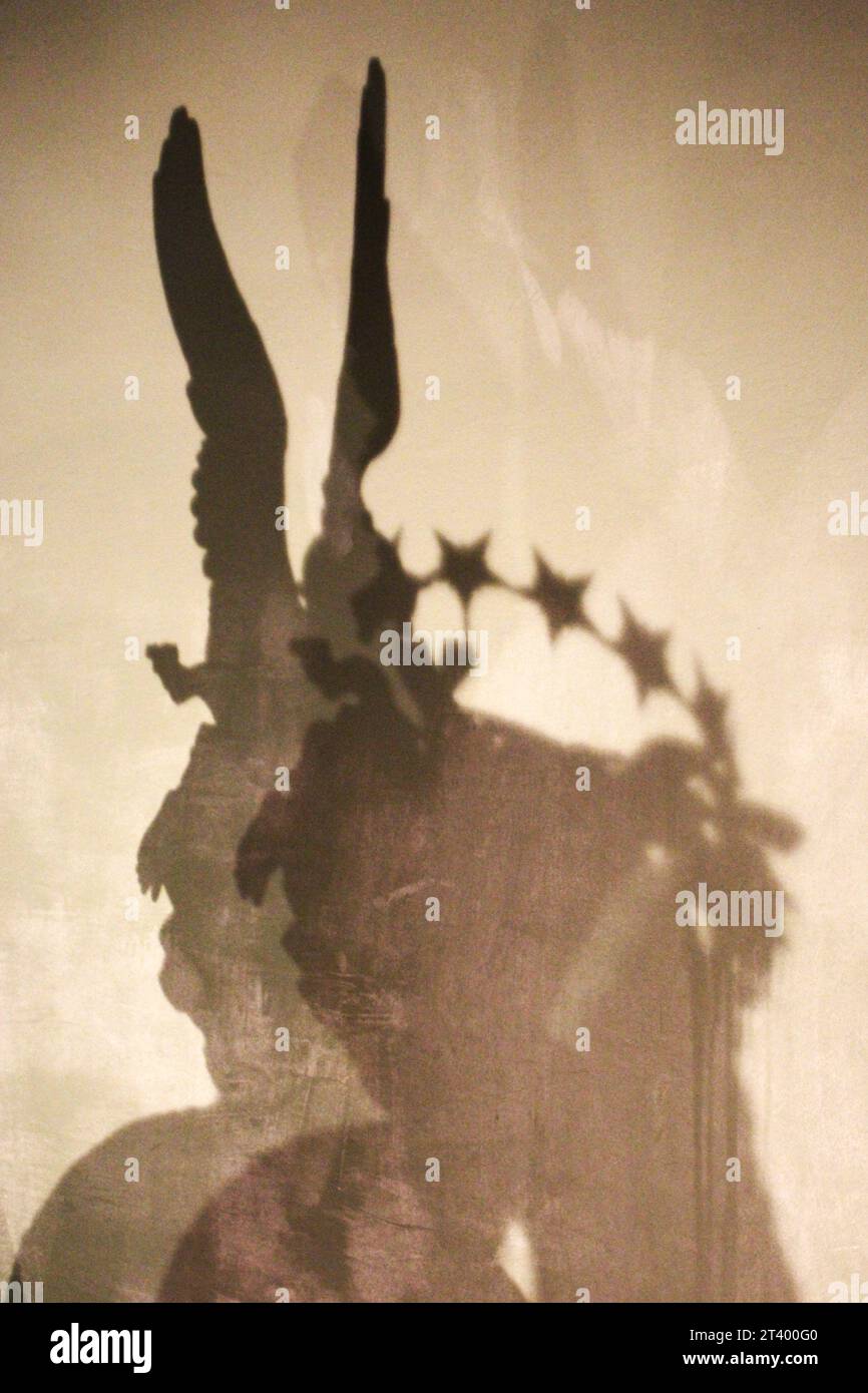 Two, shadowy, mythical, magical beings or creatures. Shadow profile of ...