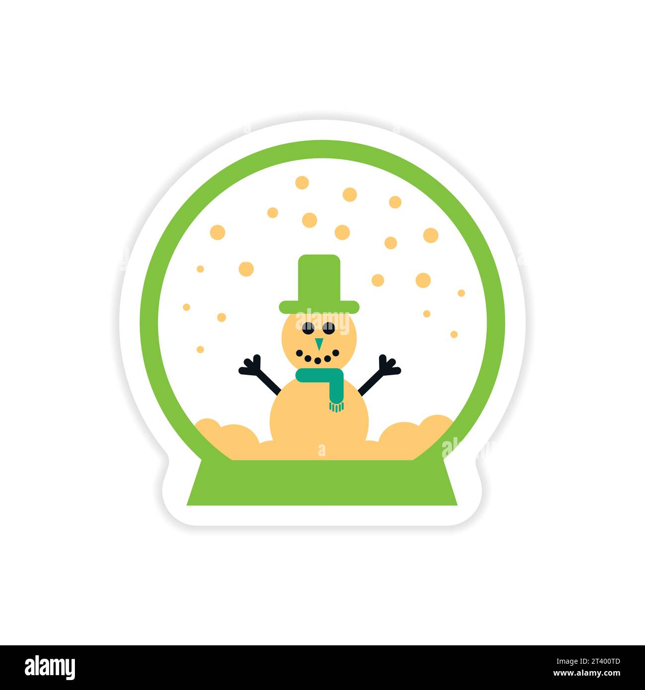 Paper sticker on white background snowman in snow Vector Image Stock ...