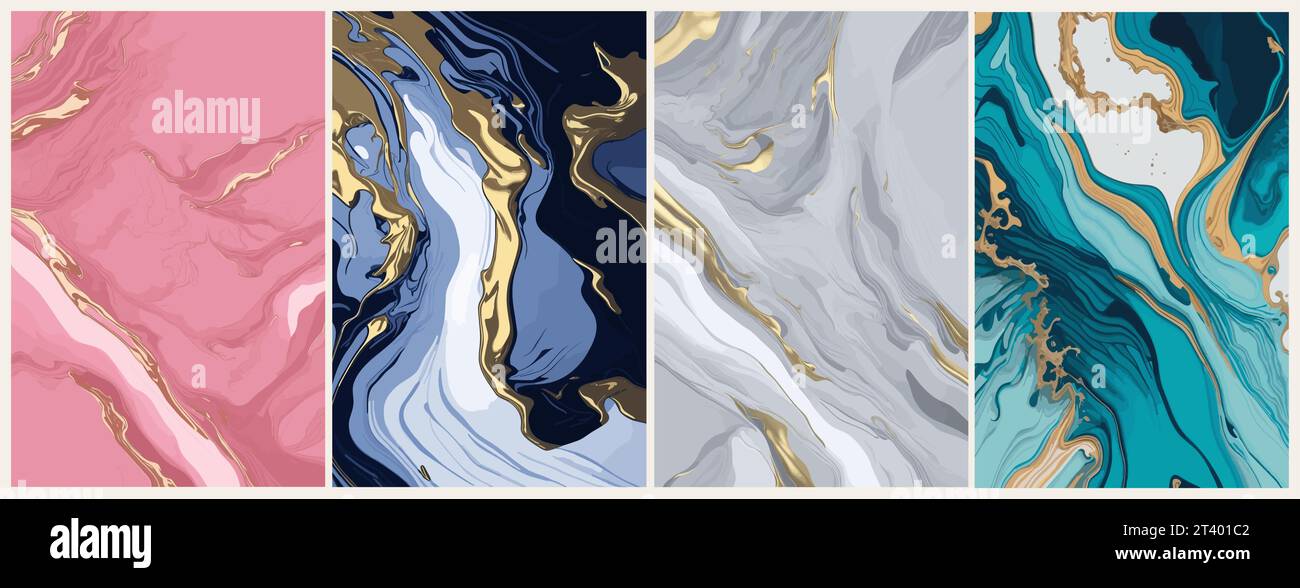 Set of Modern fluid watercolor, marble backgrounds Stock Vector Image ...