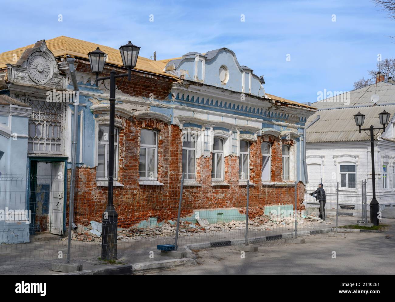 Restoration of a 19th-century brick house in Gorodets, Russia Stock ...