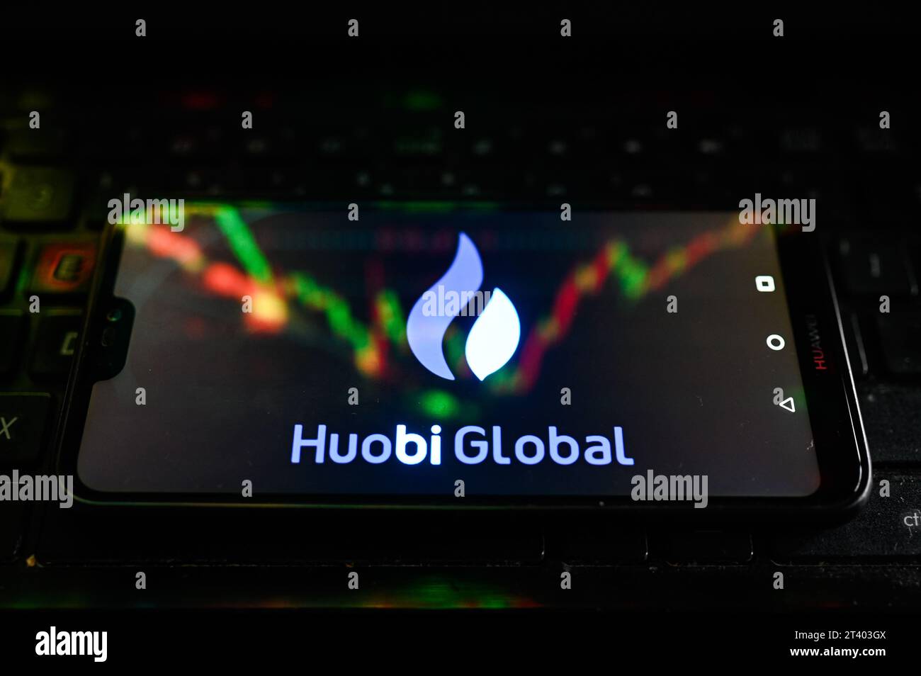 Poland. 27th Oct, 2023. In this photo illustration, Huobi Global logo ...