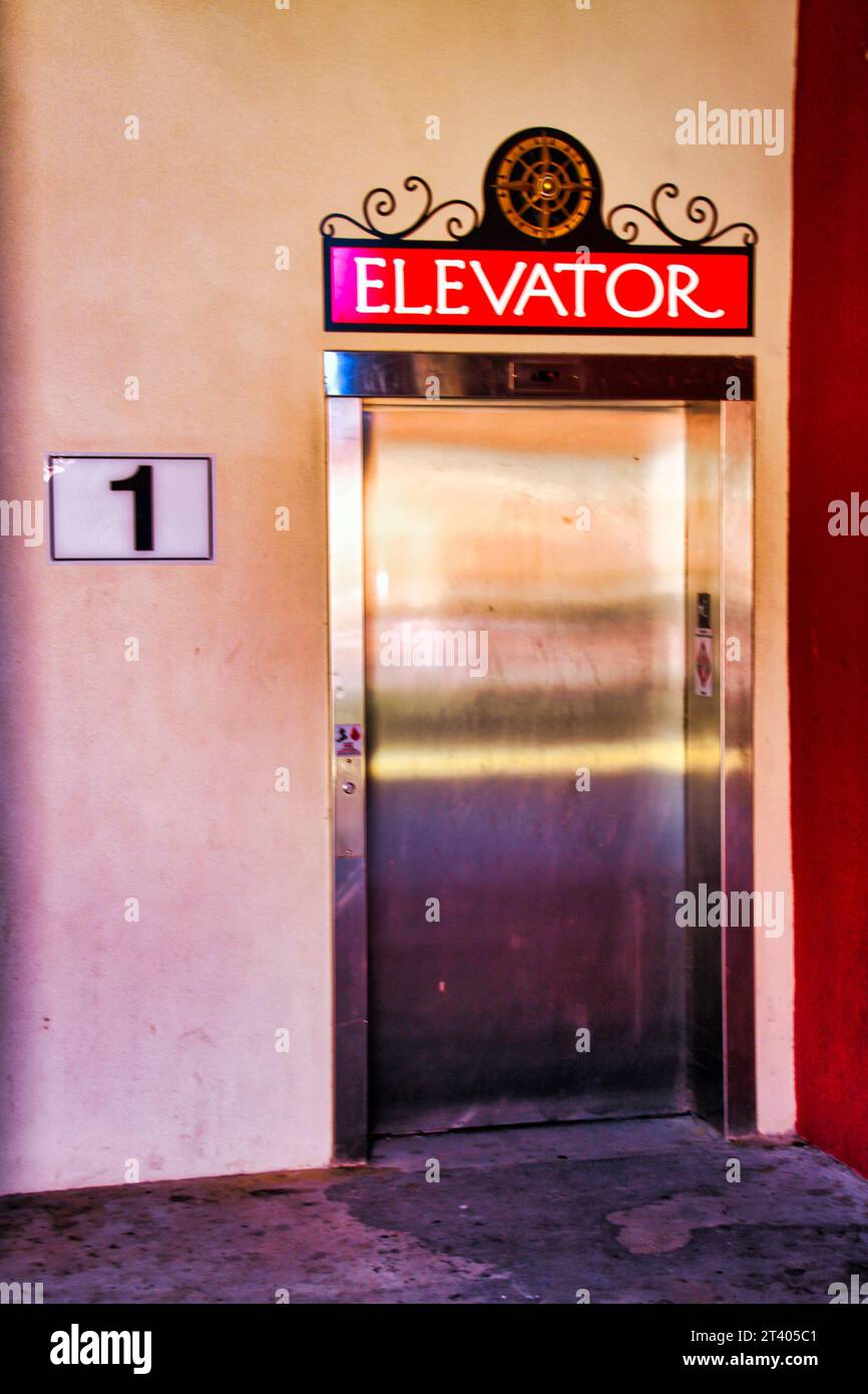 Elevator door on the first floor Stock Photo - Alamy