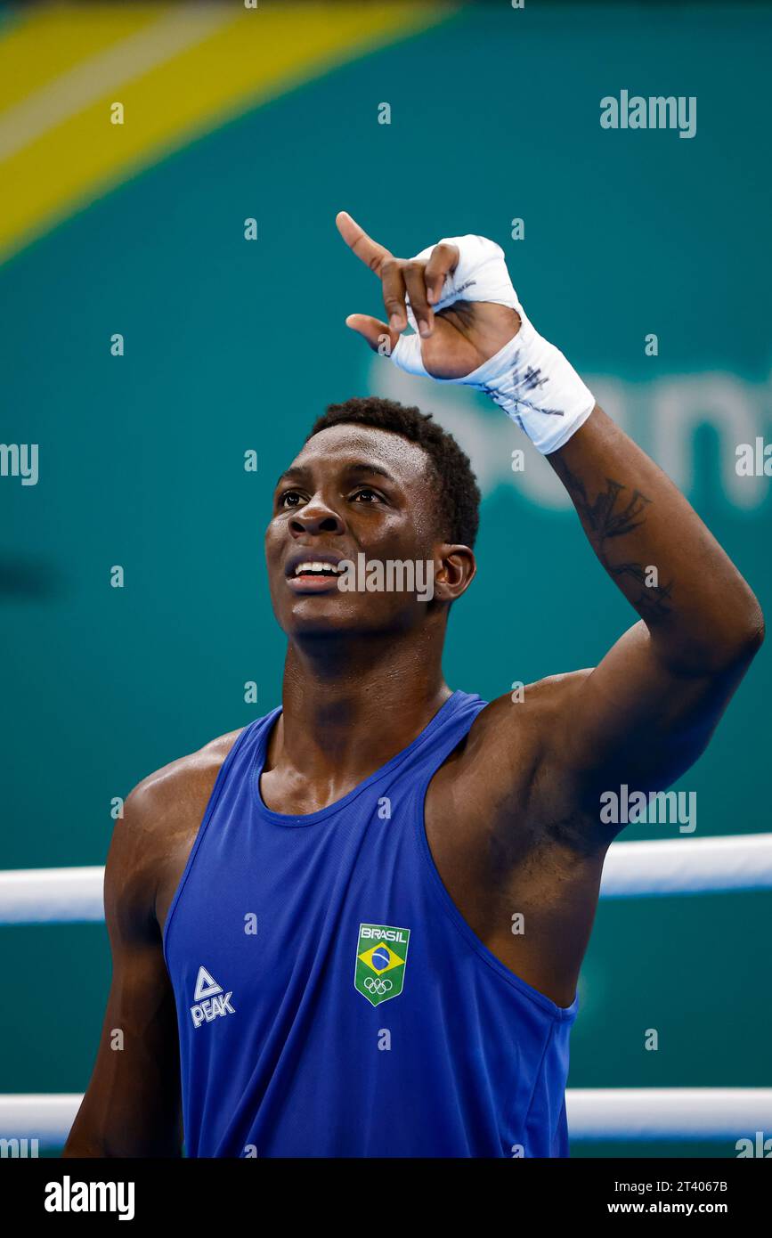 Santiago, Chile. 27th Oct, 2023. Brazilian MACHADO Keno Marley (blue ...