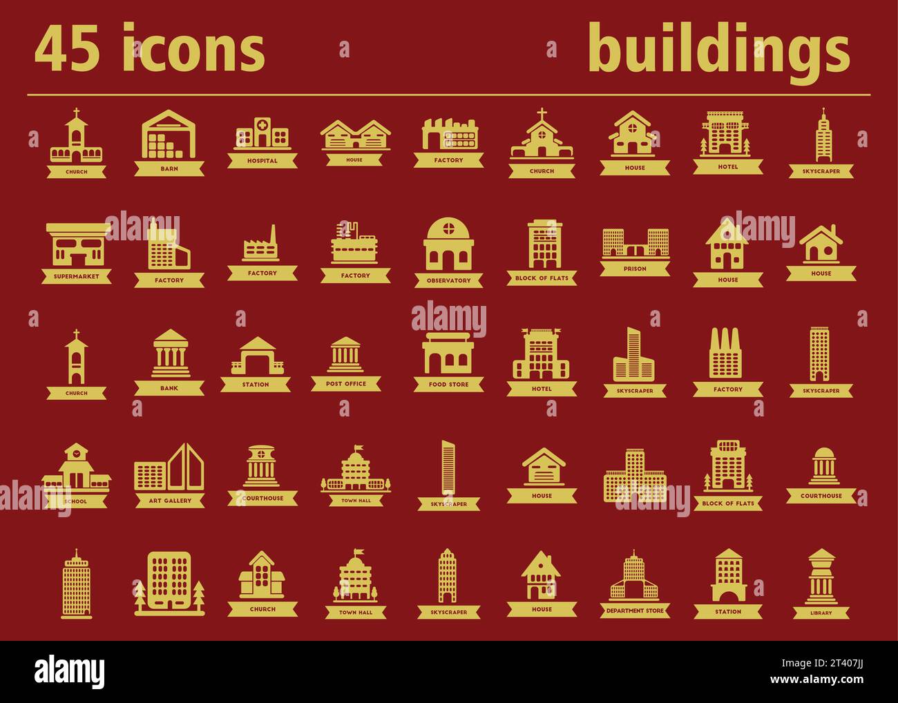 Building icons city and industrial buildings Vector Image Stock Vector ...