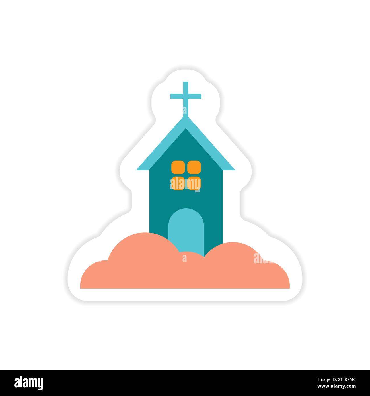 Paper sticker on white background church in snow Vector Image Stock ...