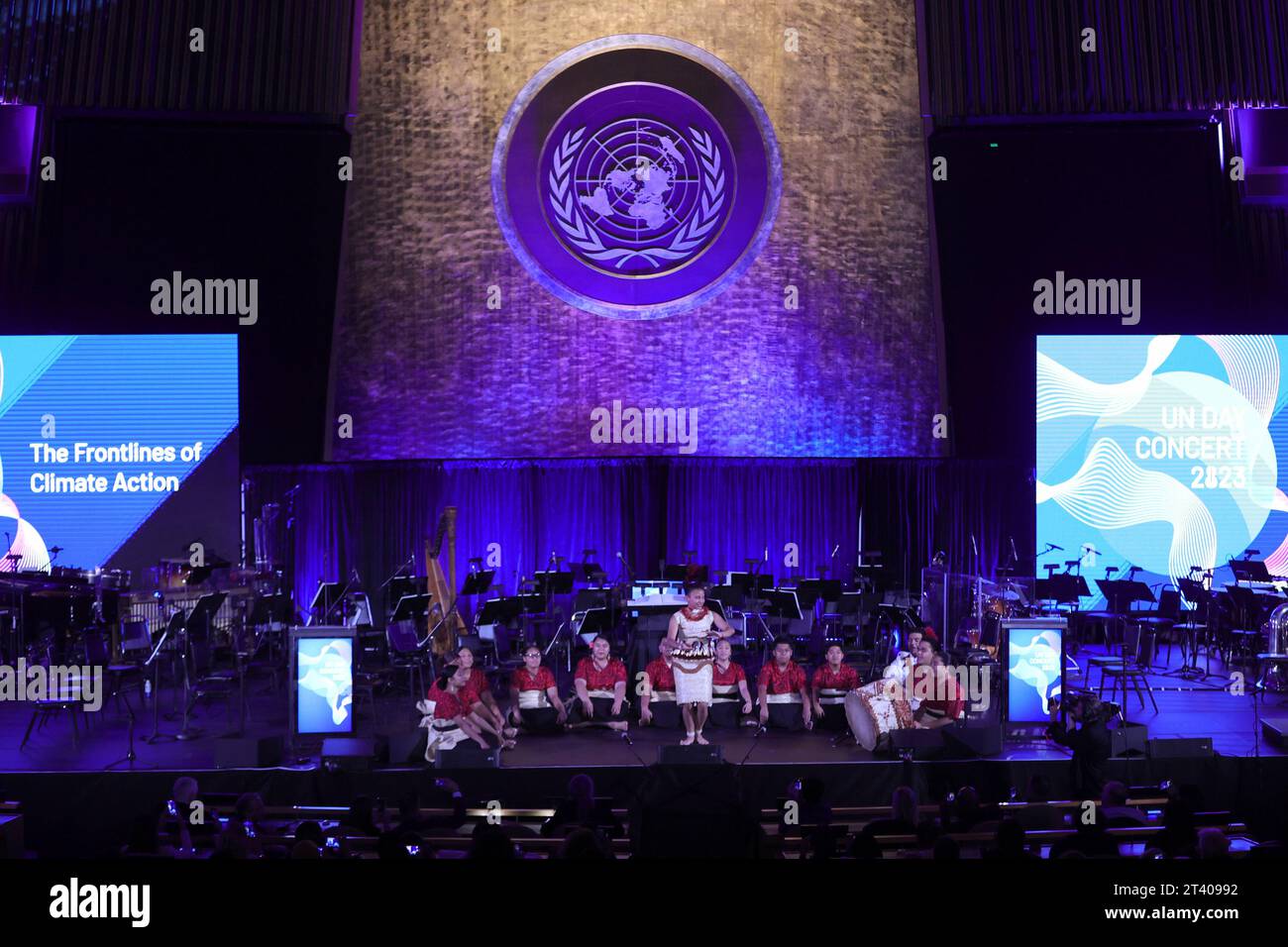 United Nations, New York, USA, October 23, 2023 - A view of performers ...