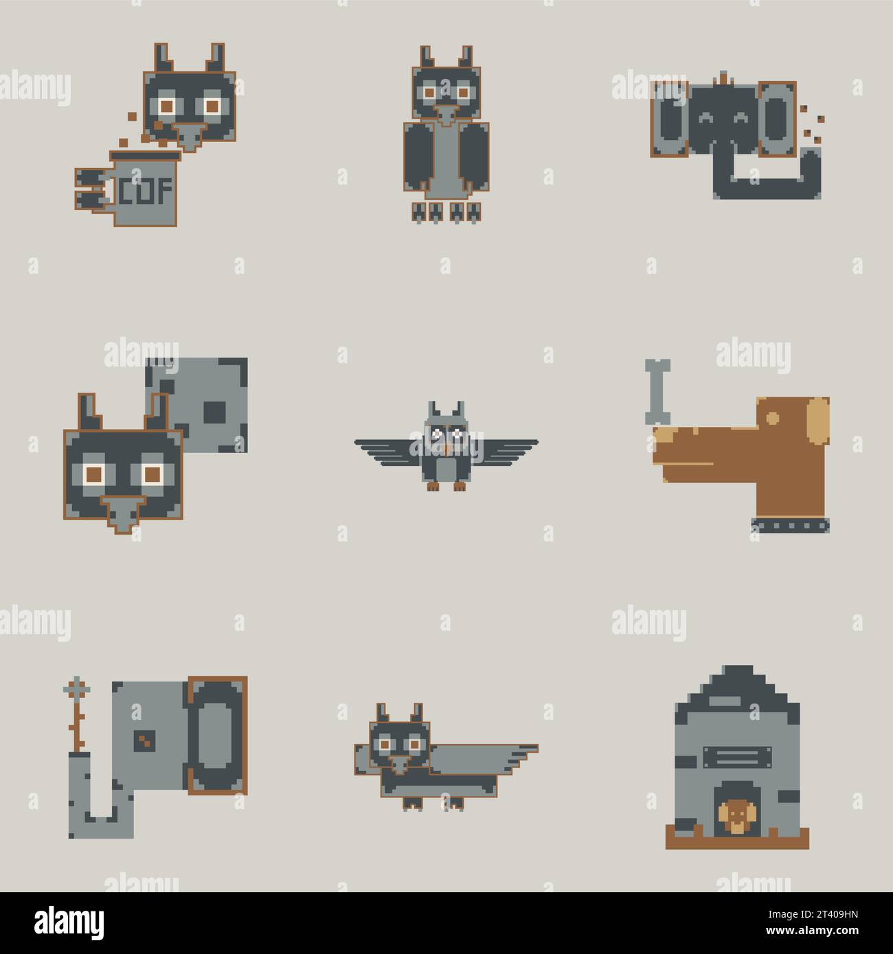 8 bit animals Stock Vector Images - Alamy