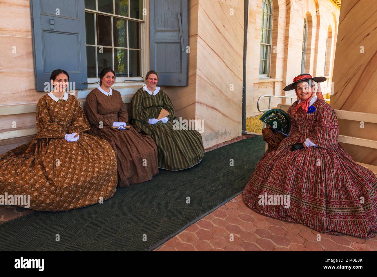 Female docents in period dress at Arlington House, Arlington National ...